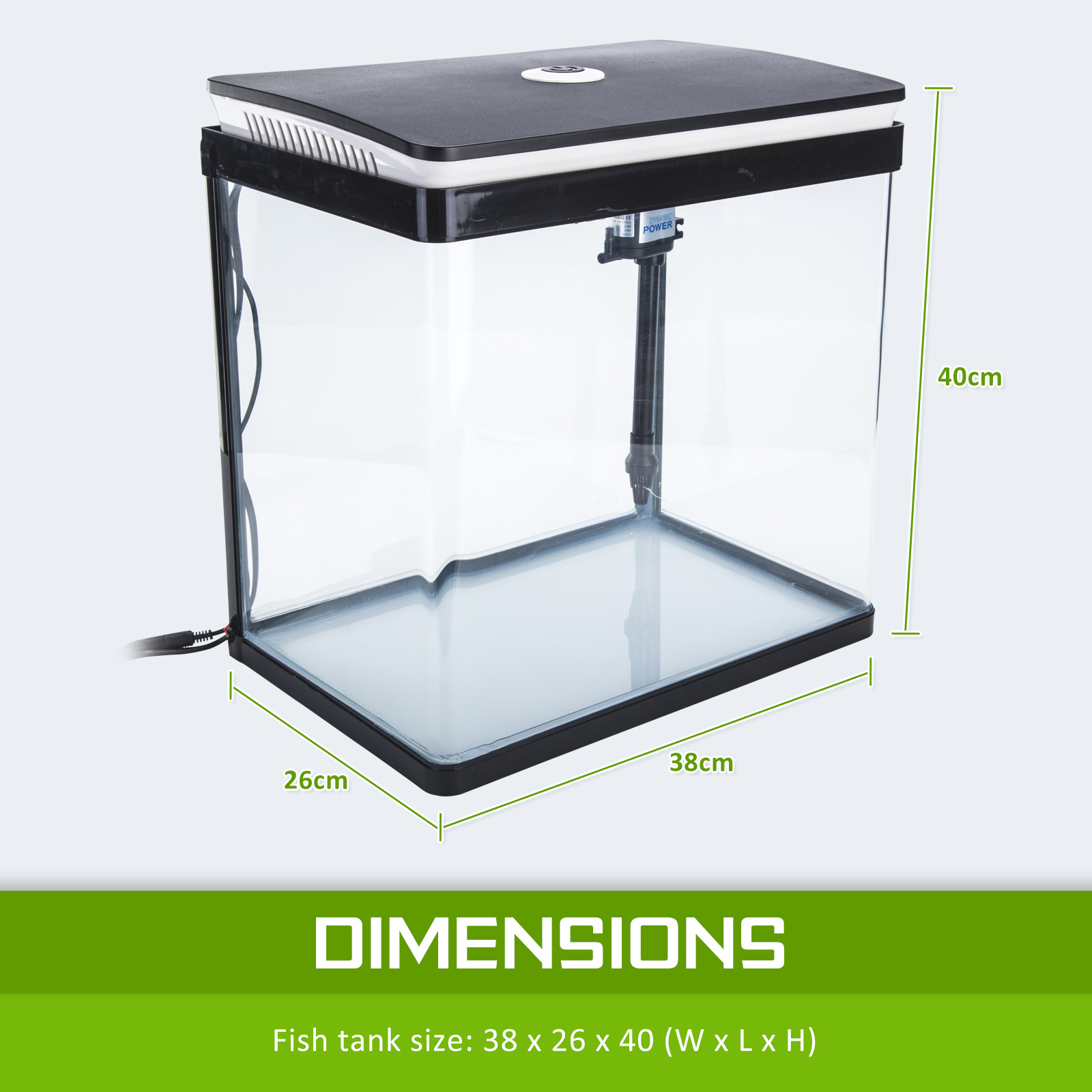 Aquarium Fish Tank Nano LED Light Complete Set Filter Pump 16L 30L 39L ...