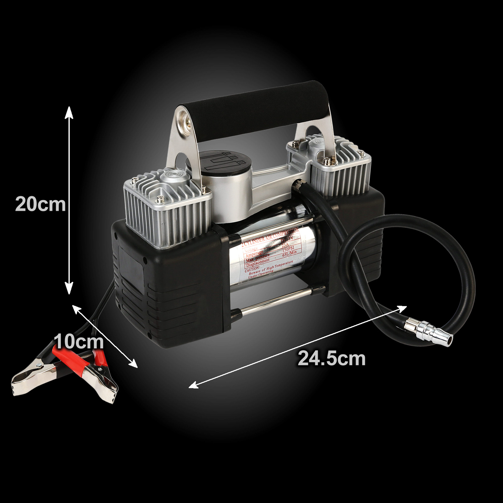 80L/MIN 12V Mini Portable Air Compressor - SILVER - Dynamic Power